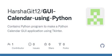 github harshagit12 gui calendar using python contains python program