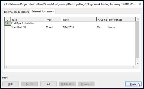 microsoft project and external dependencies
