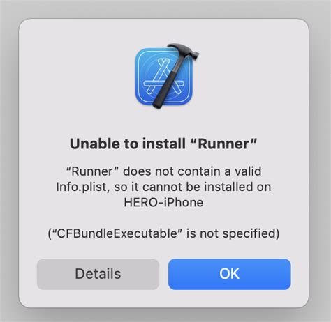 unable to install runner failed to run app to iphone using xcode