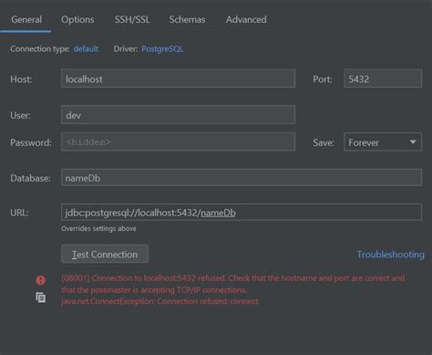 postgresql container not found in docker compose host network mode