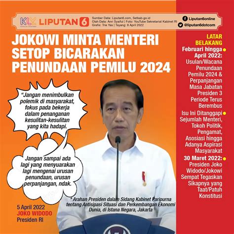Infografis Jokowi Minta Menteri Setop Bicarakan Penundaan Pemilu 2024