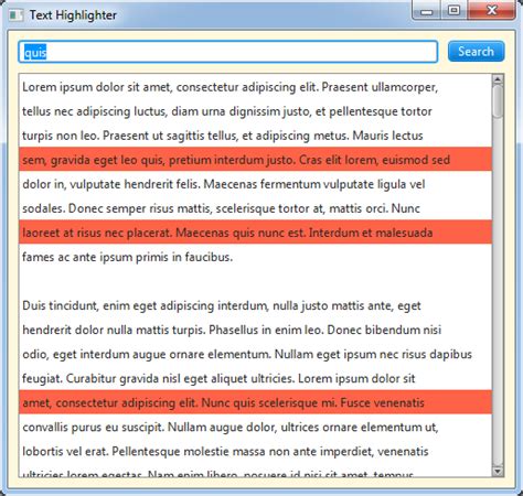 java how to highlight a row if it contains specific text