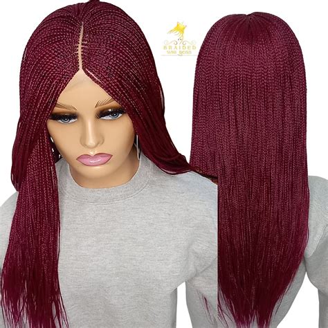 Micro Braid Wig On 24 Braided Lace Front Wig Synthetic Braided Wig For