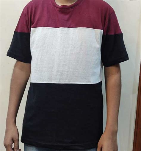 Mens Cotton Casual Wear Round Neck Cut And Sew T Shirt