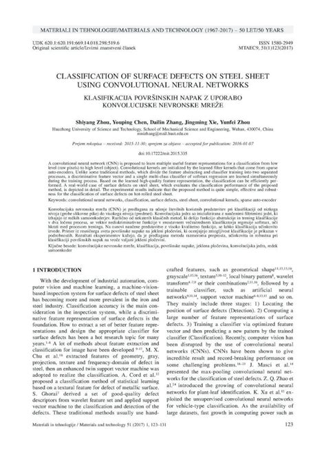 Pdf Classification Of Surface Defects On Steel …mit Imt Si Revija