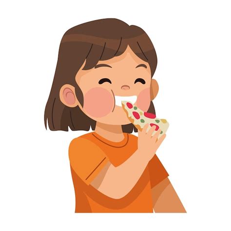Niña Comiendo Pizza Ilustración Aislada Vector Gratis