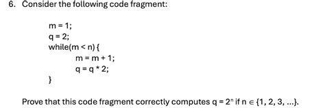 Solved Consider The Following Code Fragment M 1 Q