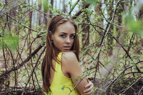 Wallpaper Face Sunlight Forest Women Long Hair Blue Eyes