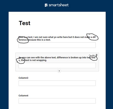 how can you wrap text in form text boxes — smartsheet community