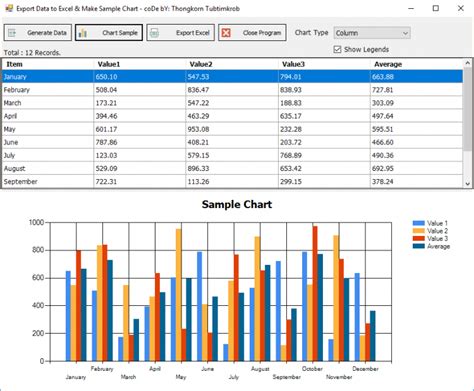 create a chart and export data from the datagridview into excel free