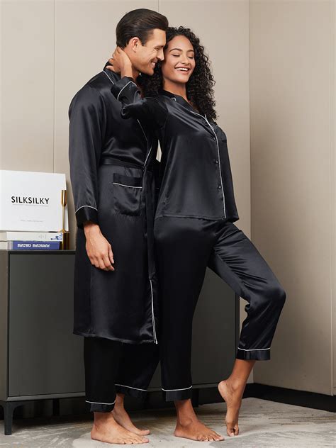 Silksilky Black Silk Matching Pjs Luxurious Matching Silk Pajamas