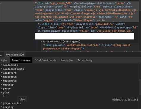 javascript how to add event listener to videojs when start to play a