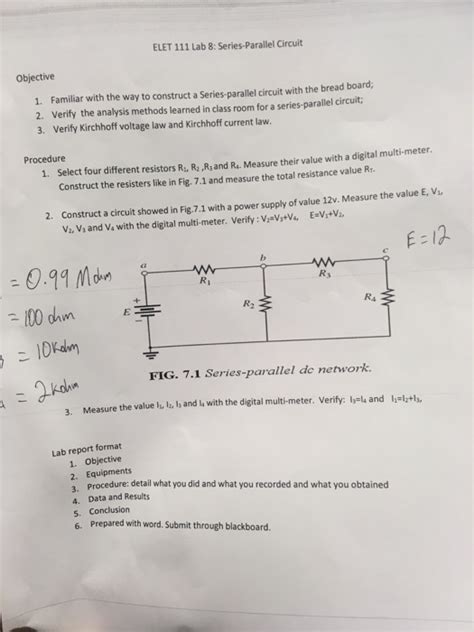 Series And Parallel Circuits Lab Answers Circuit Diagram