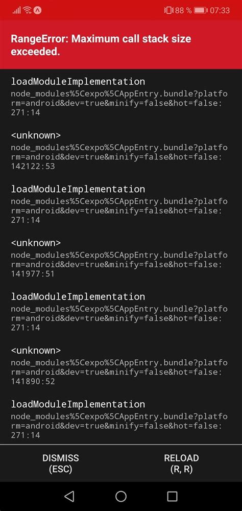 solved maximum call stack size exceeded after downloading
