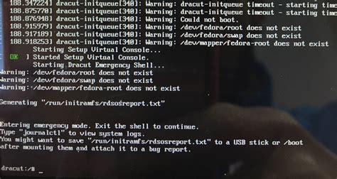 dev fedora root does not exist dev fedora swap does not exist dev