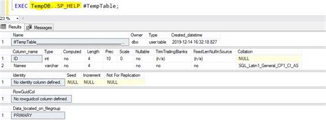 sql server get structure of temp table like generate