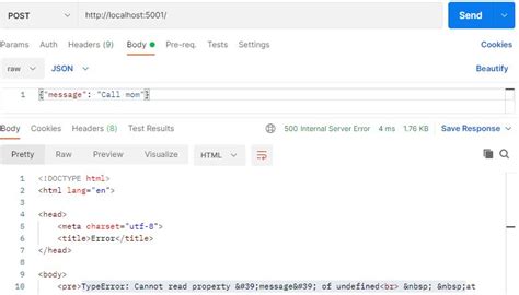 javascript typeerror cannot read property message of undefined