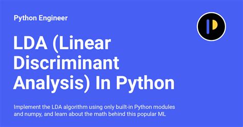 Lda Linear Discriminant Analysis In Python Ml From Scratch 14