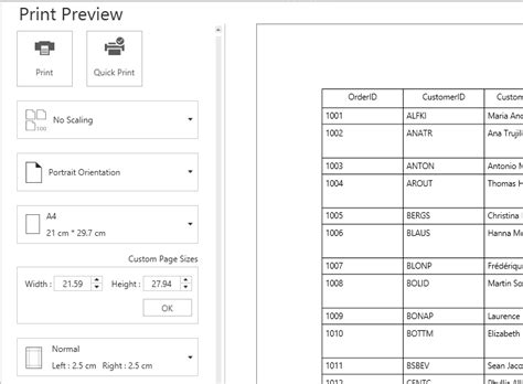 printing in wpf datagrid control syncfusion