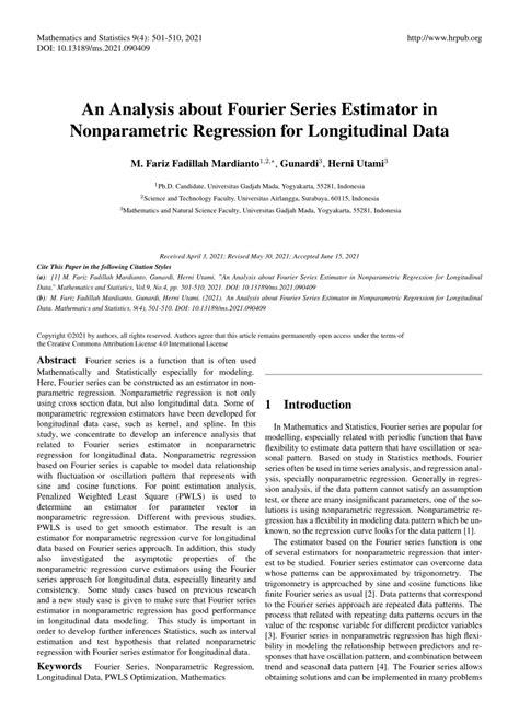 Pdf An Analysis About Fourier Series Estimator In Nonparametric