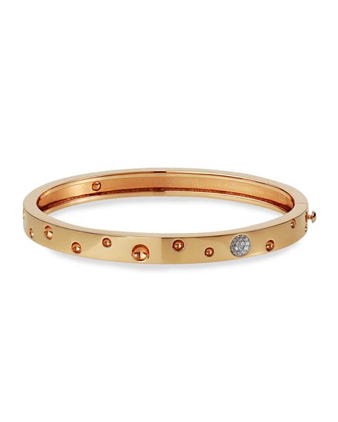 Roberto Coin Pois Moi Luna 18k Rose Gold Diamond Thin Bangle Bracelet