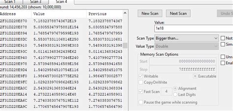 cheat engine view topic large double values search not working