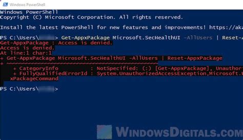 get appxpackage is not recognized or access is denied