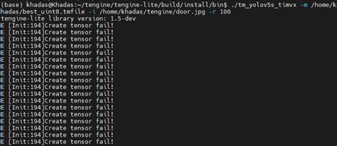 在vim3上使用npu部署yolov5s模型时报错：e [init 194]create tensor fail · issue 1374