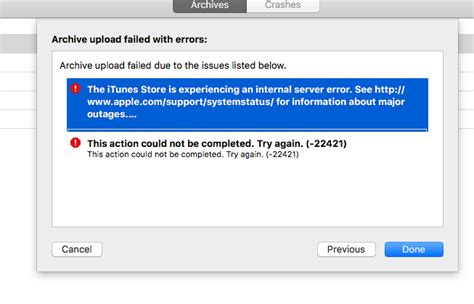 ios xcode archive upload failed with errors stack overflow
