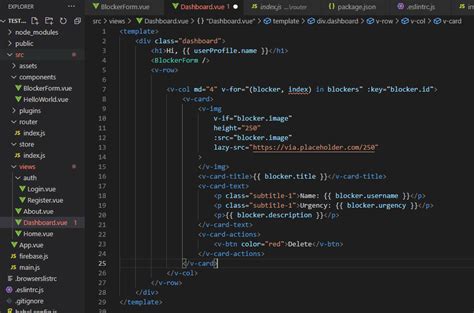 vue js index is defined but never used error mesage
