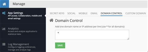 domain control cors backendless sdk for flutter api