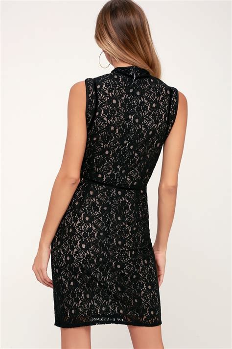 Sexy Black Lace Dress Black And Nude Dress Lbd Sheath Dress Lulus