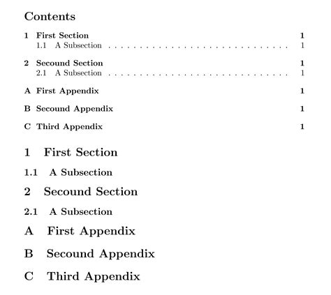 appendices how to have appendix a continue by appendix b tex
