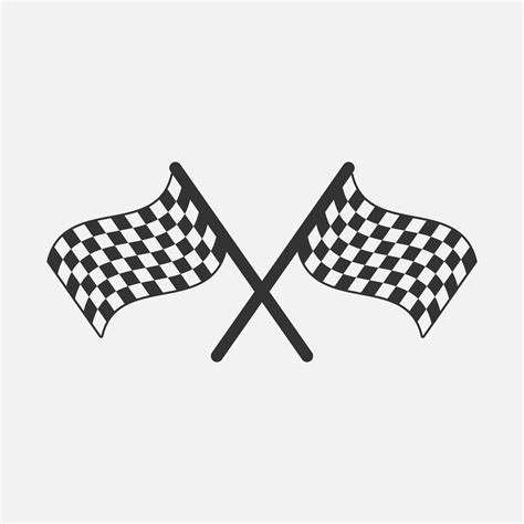 Two Crossed Checkered Racing Flags Vector Icon Isolated On White