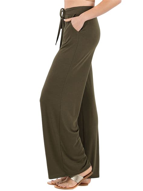 Womens And Plus Comfy Stretch Solid Drawstring Wide Leg Palazzo Lounge