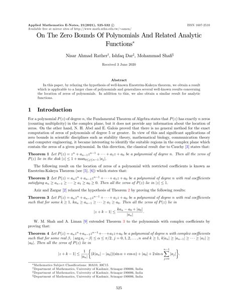 pdf on the zero bounds of polynomials and related analytic functions