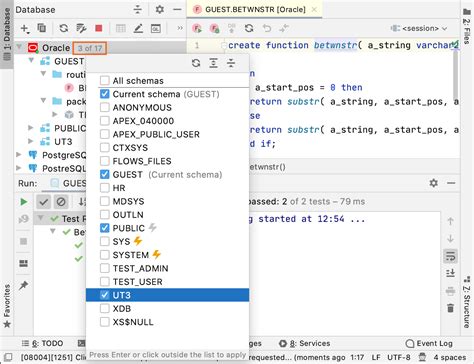 run utplsql tests datagrip