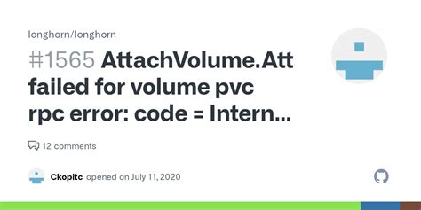 attachvolume attach failed for volume pvc rpc error code internal