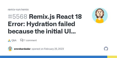 remix js react 18 error hydration failed because the initial ui does