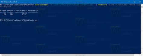 get amount of words chars and lines in a file using powershell