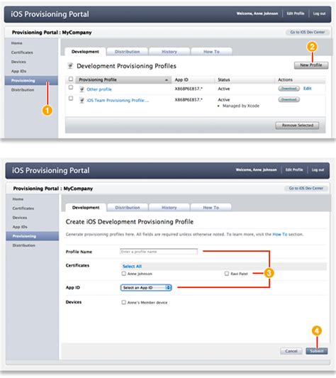 creating a development provisioning profile
