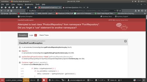 uncaught php exception symfony component debug exception
