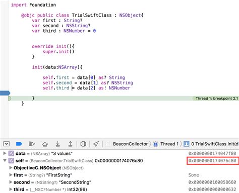 [solved] can t see swift object hierarchy in debug area when used