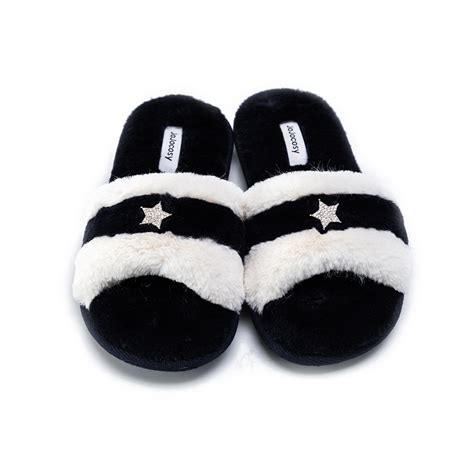 Splicing Pattern Star Crystal Ladys Comfortable Fuzzy Open Toe
