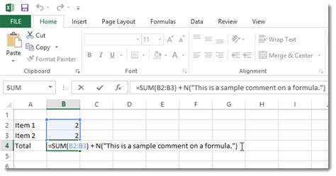 add comments to formulas and cells in excel 2013