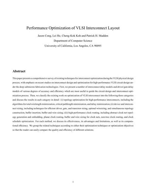 performance optimization of vlsi interconnect layout design