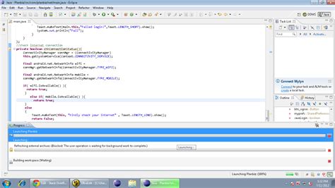 android eclipse stuck at running program stack overflow