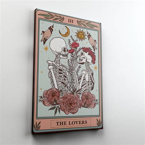 Skeleton Tarot Card The Lovers Poster Tarot Card Poster Etsy