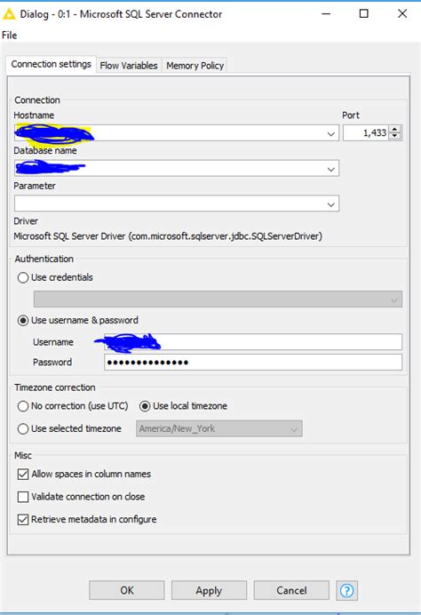 sql server connection issue knime analytics platform knime