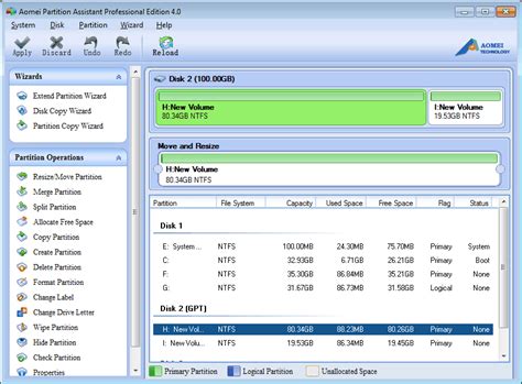 resize gpt disk partition by newly aomei partition assistant 25920